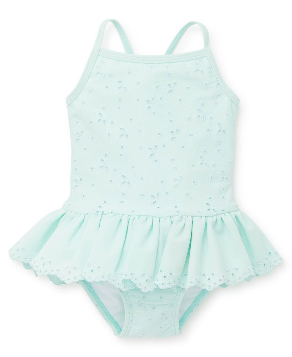Eyelet Swimsuit - Aqua – Catchu Boutique